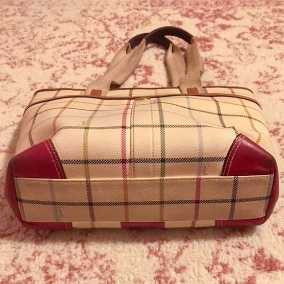 Coach | Bags | Coach Heritage Stripe Tattersall Leather Tote | Poshmark